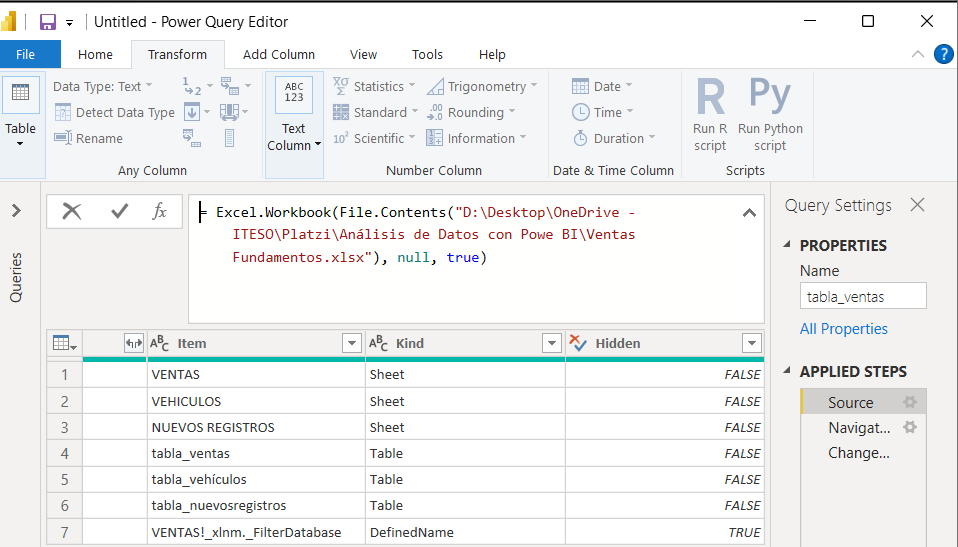 Transformar datos con Power Query